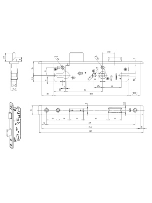 Zamek do drzwi zewnętrznych KFV 49 U24/35/92/8 PZ ocynk srebrny ...