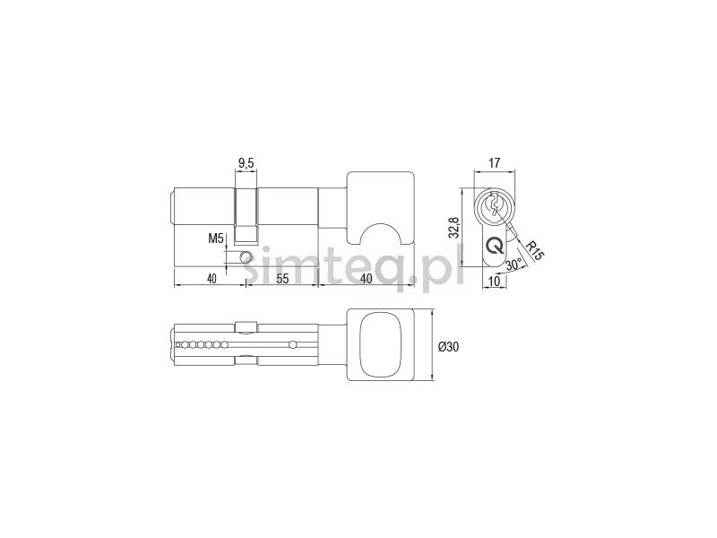 Wkładka bębenkowa 40/55g z gałką New - Simteq.pl - Sklep z akcesoriami do okien i drzwi